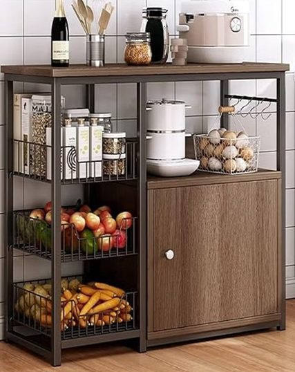 Multi-Purpose Coffee Corner Storage Cabinet, Kitchen Side Cabinet with ...